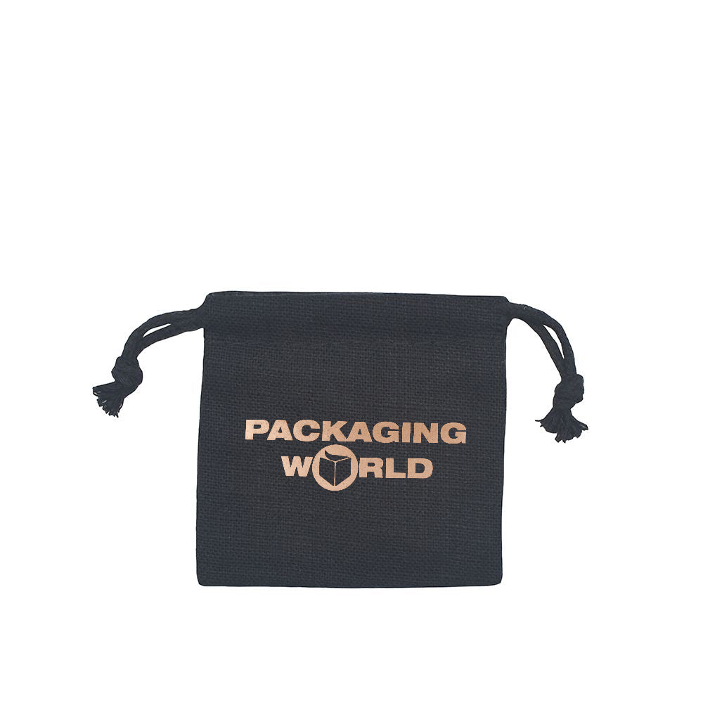 Foil Branded Square Cotton Linen Bag Small | Drawstring Bag – Packaging ...